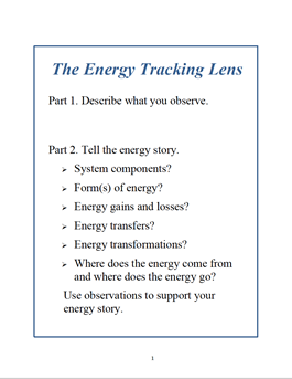 Focus on Energy: Thermal Energy - Investigation 2A